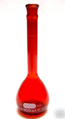 Red low actinic pyrex glass volumetric 100ML lab flask